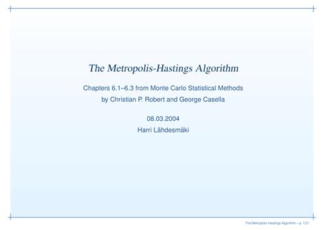 Pdf Metropolishastings Algorithms