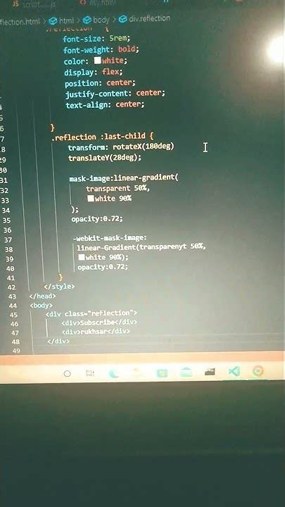 text reflection effect using html and css shorts youtube