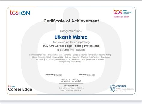 Utkarsh Kumar Mishra On Linkedin Tata Tcs Tcs Skillsdevelopment Tcsioncareeredge