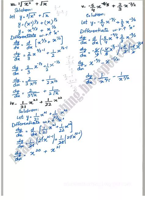 Adamjee Coaching Differentiation Exercise 33 Mathematics 12th