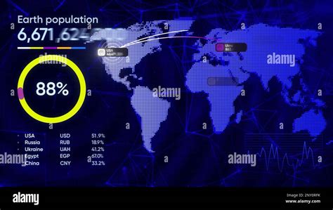 Technologische Weltkarte Mit Statistik Bewegung Grafische 3d Karte Der Welt Und Numerische