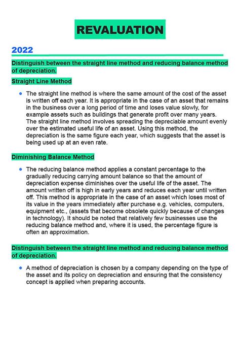 Leaving Certificate Accounting Notes Revaluation