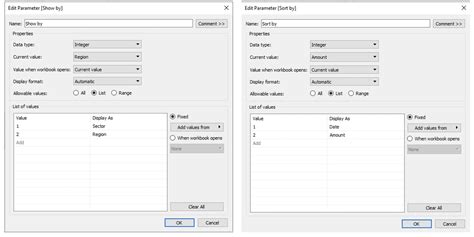 Simplified Parameter Actions In Tableau Interworks