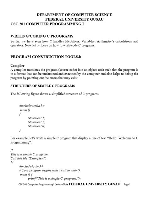 Secod Part Csc 201 Fug Introduction To Programming Pdf