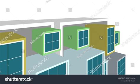 Abstract Modern Architecture Modular Facade 3d Stock Vector Royalty