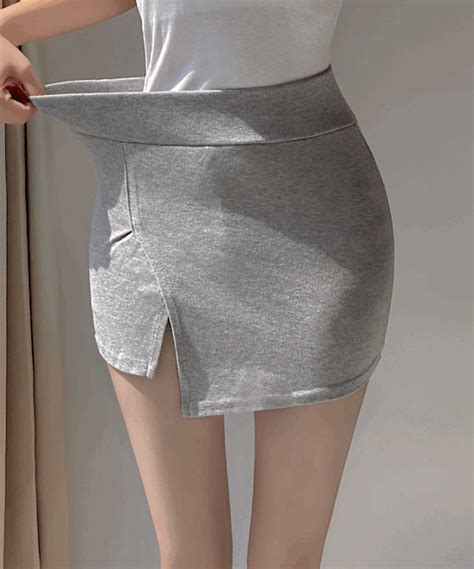 속바지o들뜸제로~ 첫사랑니sk 언발 트임 허리쏙 하이웨스트 밴딩 슬릿 속바지 언발란스 H라인 치마바지 미니 스커트 에이블리