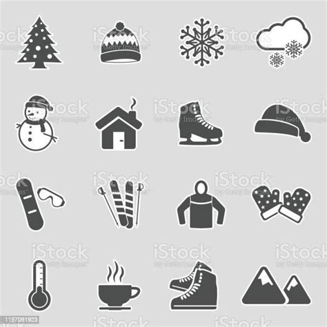 겨울 아이콘입니다 스티커 디자인 벡터 일러스트레이션 0명에 대한 스톡 벡터 아트 및 기타 이미지 0명 겨울 계절 Istock
