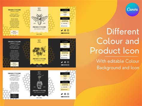Landscape Editable Honey Label Diy Label Template Diy Label Sticker