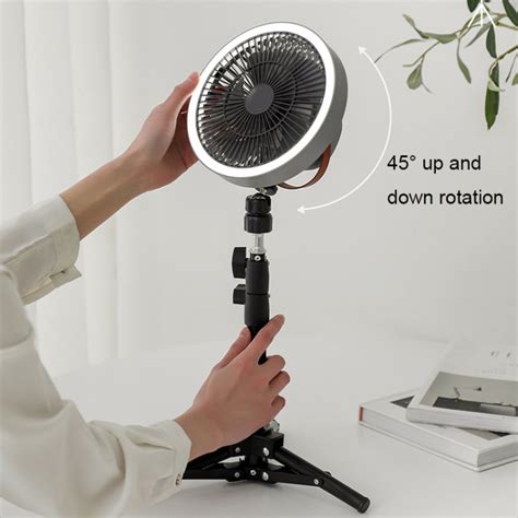 Zk 01 7 인치 야외 캠핑 Led 조명 삼각대 팬 휴대용 다기능 전원 은행 교수형 팬 흰색