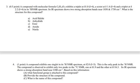 Solved 0 5 ﻿point ﻿a Compound With Molecular Formula