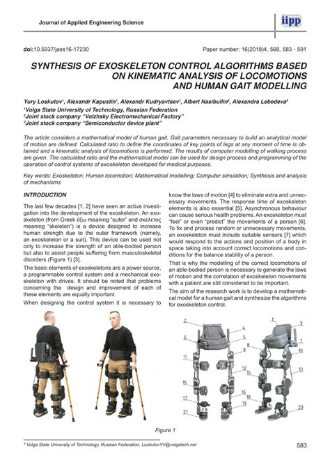 Pdf Synthesis Of Exoskeleton Control Algorithms Based On Kinematic Analysis Of Locomotions And