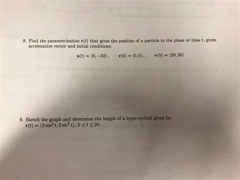 Solved Find The Parametrization R T That Gives The Position Chegg Com