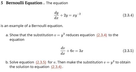 Solved Bernoulli Equation The Equation Dy Dx 2y Xy 2