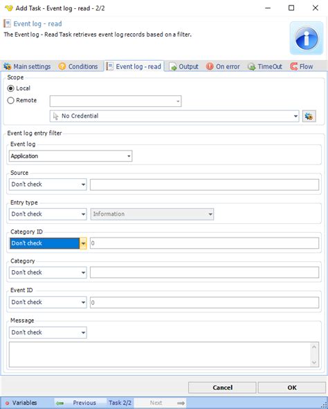Task Event Log Event Log Read