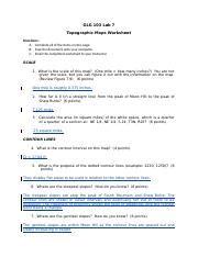 GLG Lab Topographic Maps Worksheet Completed Doc GLG Lab Topographic Maps