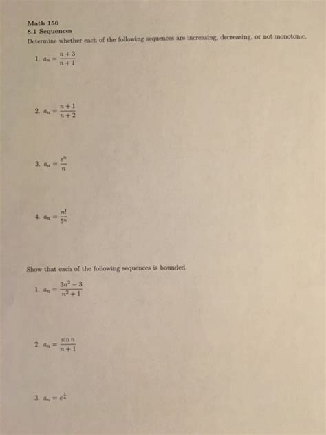 Solved Sequences Determine Whether Each Of The Following Chegg