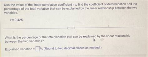 Solved Use The Value Of The Linear Correlation Coefficient R Chegg