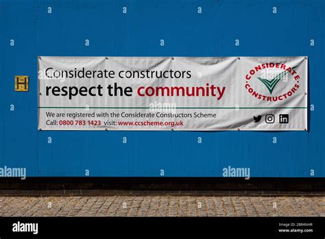Considerate Constructors Scheme Banner In Limehouse East London Stock