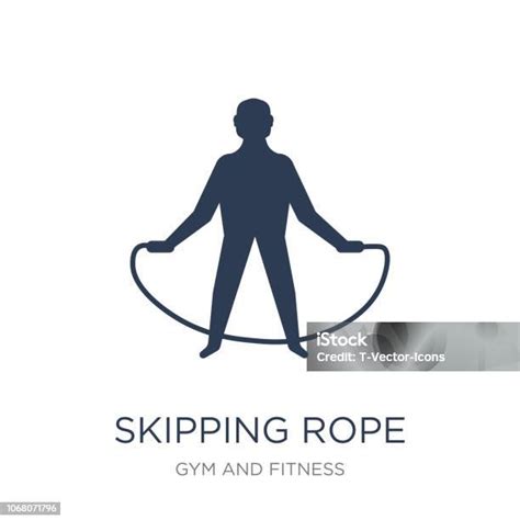 건너뛰는 밧줄 아이콘 체육관과 피트 니스 컬렉션에서 흰색 배경에 유행 평면 벡터 건너뛰는 밧줄 아이콘 뛰기에 대한 스톡 벡터 아트 및 기타 이미지 Istock