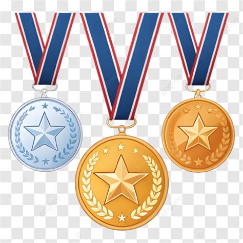 별과 리본이 있는 우승자 메달 세트 황금 배지 상 Png 일러스트 및 이미지 에 대한 무료 다운로드 Pngtree