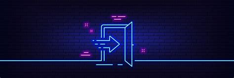 Exit Line Icon Open Door Sign Neon Light Glow Vector Image