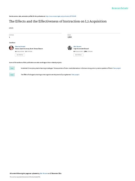 The Effects And The Effectiveness Of Instruction O Pdf