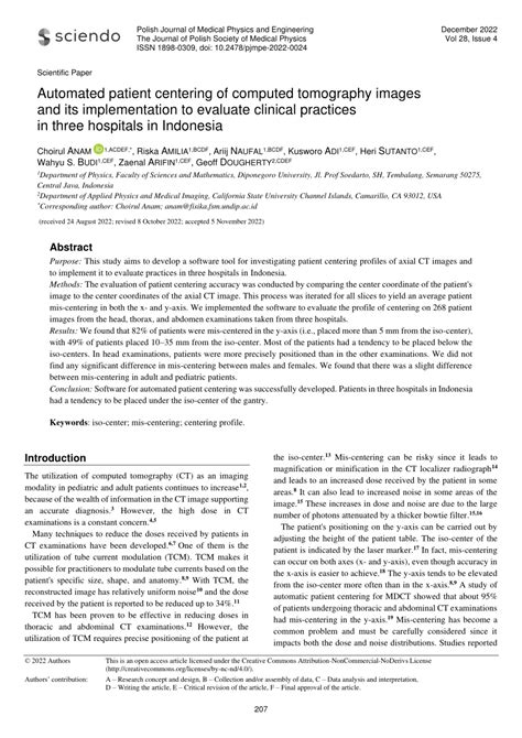 Pdf Automated Patient Centering Of Computed Tomography Images And Its Implementation To