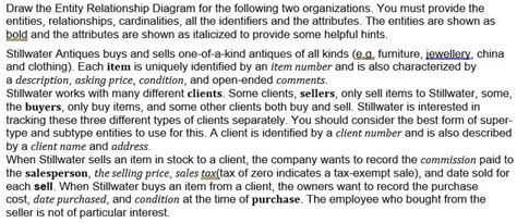 Solved Draw The Entity Relationship Diagram For The Following Two