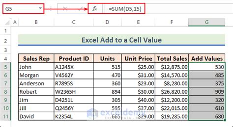 excel add to a cell value complete guideline exceldemy