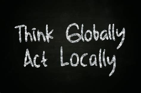 Premium Photo The Words Think Globally Act Locally Written With Chalk On Blackboard