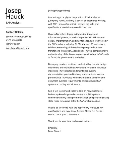 Sap Analyst Cover Letter Examples Template And 20 Tips