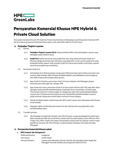 Hpe Hybrid And Private Cloud Solution Specific Commercial Terms