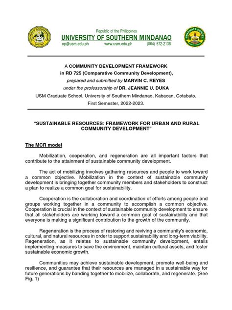 Marvin Community Development Framework Pdf Sustainability Resource