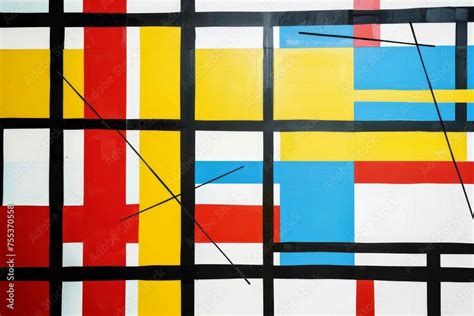 Bold Intersecting Lines In Red Yellow And Blue On A White Background Reminiscent Of A