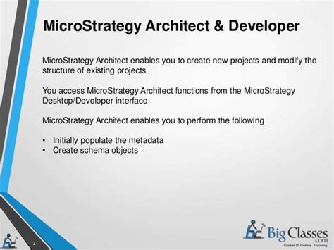 microstrategy architect and developer