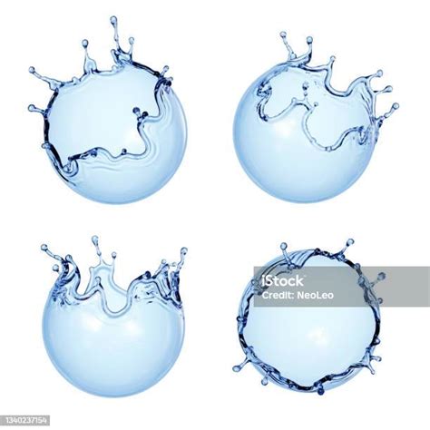 3d 렌더링 구형 물 스플래시 요소의 컬렉션 흰색 배경에 고립 된 파란색 액체 클립 아트를 튀기 0명에 대한 스톡 사진 및 기타 이미지 Istock