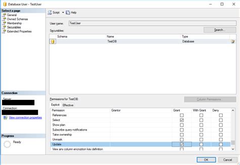Granting Permissions To A Db User Sql Server Database