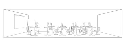 Computer Class With Tables And Computers Vector Image