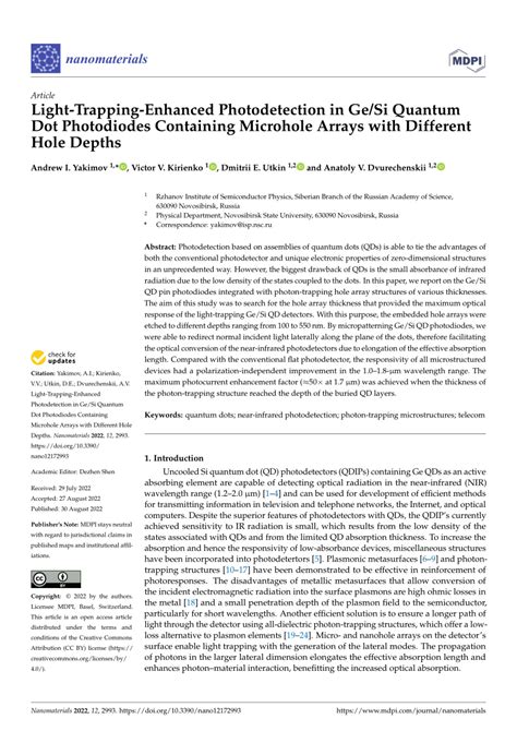 Pdf Light Trapping Enhanced Photodetection In Gesi Quantum Dot