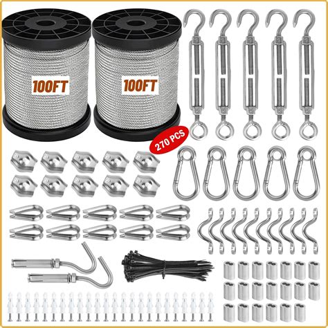 Inlisy String Light Hanging Kit 196ft Nylon Coated Stainless Steel 304 Suspension Wire Rope