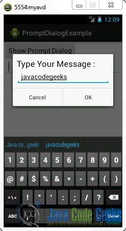 Android Prompt User Input Dialog Example