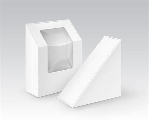 선물 포장 흰색 빈 상자 세트 프리미엄 벡터