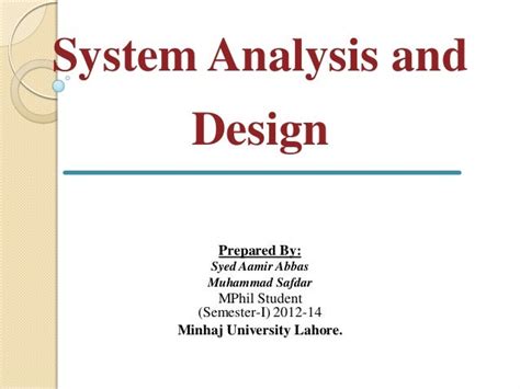 System Analysis And Design