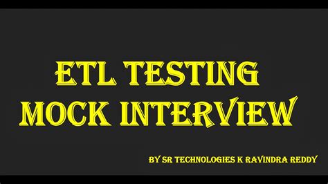 Etl Testing Mock Interview Tips Questions And Best Practices Youtube
