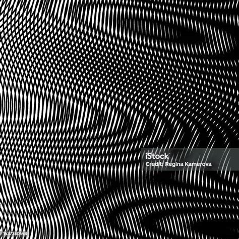물결 모양의 선과 둥근 형태의 흑백 비대칭 추상 모아레 배경 구름 무늬에 대한 스톡 벡터 아트 및 기타 이미지 구름 무늬