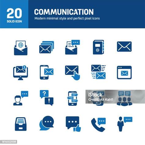 커뮤니케이션 솔리드 아이콘 이메일 채팅 대화 말하기 솔리드 아이콘 모음이 포함되어 있습니다 벡터 일러스트 레이 션입니다 웹사이트 디자인 로고 앱 템플릿 Ui 등 전자메일에