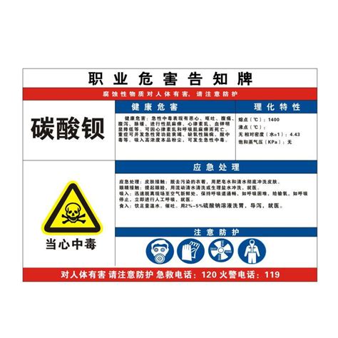 碳酸钡职业病危害告知牌卡卫生当心中毒消防安全周知危险废物化学品工厂车间标识提示贴纸警示标志定制gzd100 虎窝淘