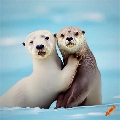 Cute Otter Love Polar Bear On Craiyon