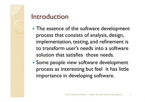 Object Oriented Systems Development Life Cycle Ppt Pdf