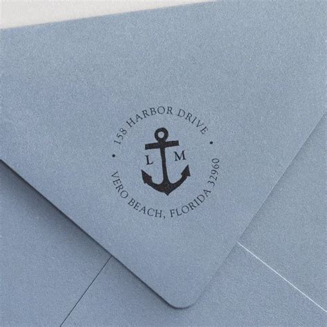 nautical anchor couples monogram return address self inking stamp zazzle